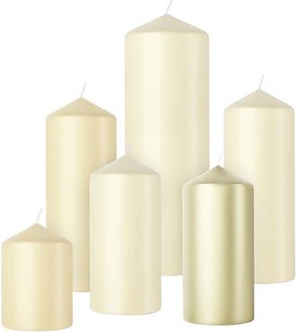Bolsius Bolsius Glatte Stumpenkerzen - Kerzenset 6 St&uuml;ck - Elfenbein - Beige - Dekorative Haushaltkerzen - L&auml;nge Brenndauer - Unparf&uuml;mierte - Nat&uuml;rliches Pfla