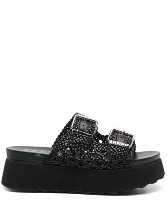 Cult sandales &agrave; brides tress&eacute;es 40 mm - Noir