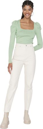 Trendyol Trendyol Womens Herren Mittlerer Bund Mom Jeans, Ecru, 34