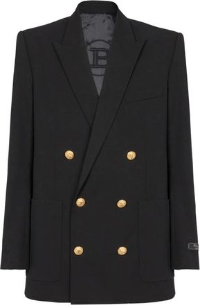 Balmain Homme, Vestes, Noir, Taille: L Blazer en laine technique