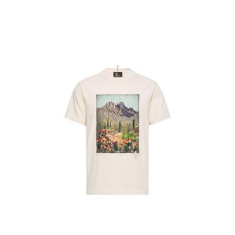 Moncler Moncler Landscape Print Cotton T-shirt, Men, White, Size: L