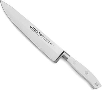 Arcos Chefmesser Geschmiedet aus Edelstahl 20 cm - Ergonomischer Griff aus Polyoxymethylen, Ideal für Schneiden und Schälen von Lebensmitteln - Weiß, Serie 