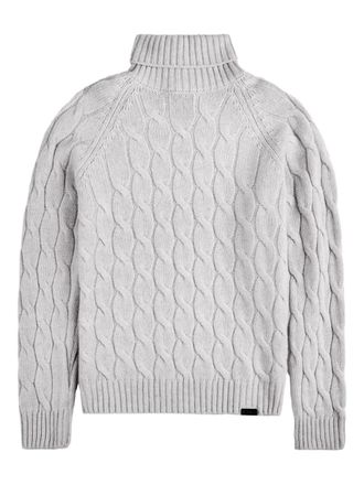 Fay Rollkragenpullover mit Zopfmuster - Grau