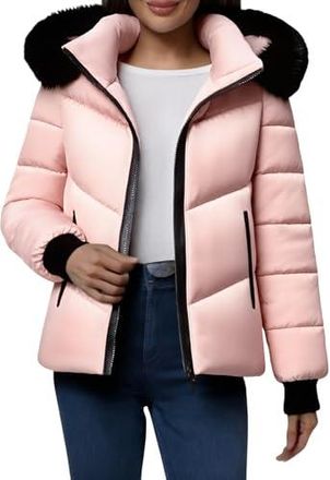 Generic Vestes dhiver pour femme - D&eacute;contract&eacute; - Taille moyenne - Taille moyenne - Coton &eacute;pais et chaud - Matelass&eacute; - Doudoune chaude et confortable - Veste i