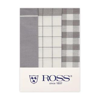 ROSS 3er Pack Baumwoll-Geschirrtuch 1605 Silber, 50x70 cm