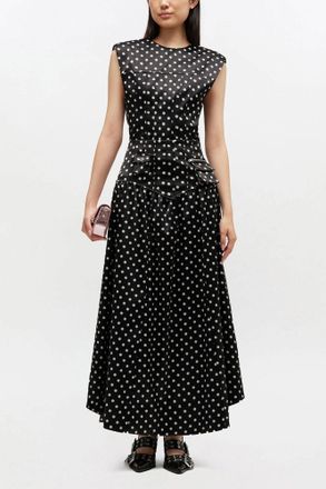 Ganni Jupe corset en satin &agrave; pois - Taille 38 Noir - Pour Femme
