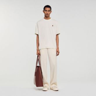 Sandro T-Shirt mit Leder-Logo