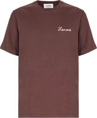 Laneus t-shirt à logo brodé - Marron