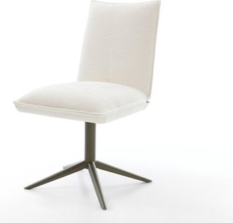 DELIFE Drehstuhl Lelio-Flex Boucl&eacute; Soft Beige Fu&szlig;kreuz Effektfinish Titan 360&deg; drehbar Wippfunktion Taschenfederkern, Esszimmerst&uuml;hle