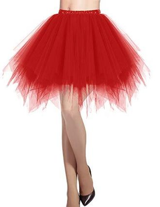Dresstells Jupon Jupe Ballet Tutu Court en Tulle Couleurs vari&eacute;es, Rouge S