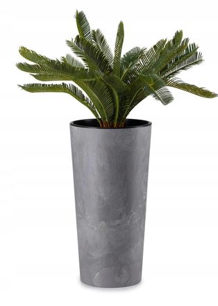 HowHomely Glatt Blumentopf Gross Hoch 57 cm mit Pflanzkübel Einsatz 30 cm Durchmesser - Grau Pflanzkübel Groß aus Kunststoff für Deko Wohnzimmer Garten oder Ter