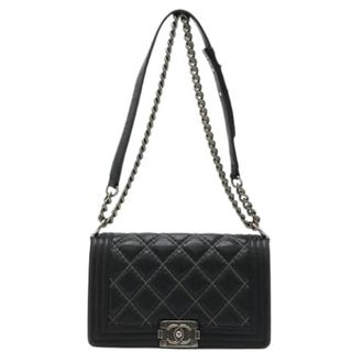 Chanel Pre-owned Boy 25 Beaded Leather Shoulder Bag - - Pre-owned - Damen - Schwarzk - ONE SIZE