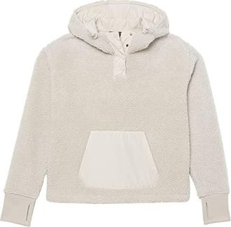Amazon Essentials Veste à capuche en polaire avec quart de bouton - couleurs abandonnées Femme, Gris Clair, XXL Grande taille