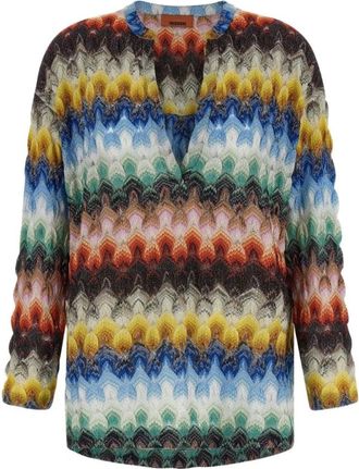 Missoni Femme, Pulls, Multicolore, Taille: 40 FR V-neck Tricots