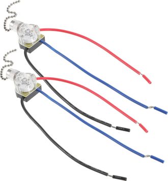 OSALADI Deckenventilator Zugkette 2 St&uuml;ck 3-draht Zugschalter Transparent Langlebig Ersatz F&uuml;r Ventilator Lampe Haushalt Hotel