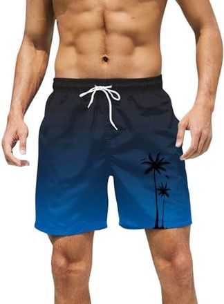 Generic Short de bain pour homme avec poches - S&eacute;chage rapide - Taille haute - R&eacute;glable, bleu, XXL