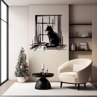 Generic Metall-Wandkunst, Metallkatze, Katzendeko, lustige Katze, s&uuml;&szlig;e Katze, lustiges Geschenk f&uuml;r Katzenliebhaber, Katzensilhouette f&uuml;r Wohnzimmer, Schlafzi
