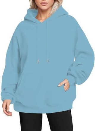 Generic Sweat &agrave; capuche pour femme Sweat-shirt &agrave; capuche pour femme Sweat-shirt surdimensionn&eacute; l&eacute;ger Pull bouffant Hauts &agrave; manches longues D&eacute;contract&eacute; Automne