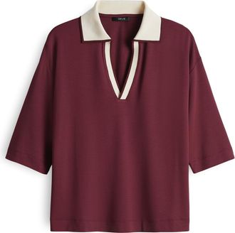 OPUS Damen Kurzarmshirt | SOFFICE Loose Poloshirt im College Stil Cassis, 44