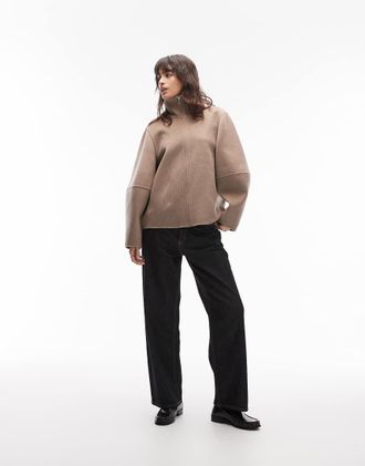 & Other Stories Bomber en maille &agrave; col chemin&eacute;e - Marron moka-Brown