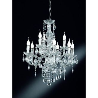Trio Lustre baroque, Lustre baroque 9 Lampes Chrome en Acrylique