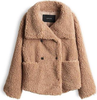 OPUS Cabanjacke Halko mit flauschiger Oberfl&auml;che Gerader Schnitt mit Raglan&auml;rmeln und zweireihiger Knopfleiste