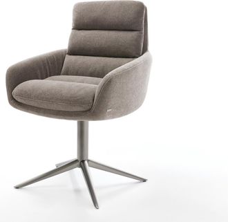 DELIFE Drehstuhl Abelia-Flex mit Armlehnen Strukturstoff Soft Taupe Fu&szlig;kreuz Graphit 360&deg; drehbar Wippfunktion, Esszimmerst&uuml;hle