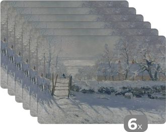 MuchoWow Placemats Platzdeckchen Platzset Tischset 6-teilig Tischdeko Untersetzer 45x30 cm Die Elster - Gem&auml;lde von Claude Monet