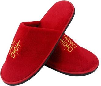 Valiclud Pantoufles Chinoises pour Femmes en Velours Rouge Pantoufles Fourr&eacute;es Antid&eacute;rapantes pour Mariage et Chambre Nuptiale 1 Paire D&eacute;corative et Confortabl