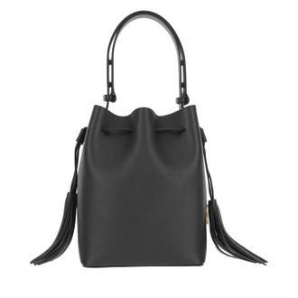 Valentino Garavani Womens V-Logo Leather Bucket Bag Black Calfskin Shoulder