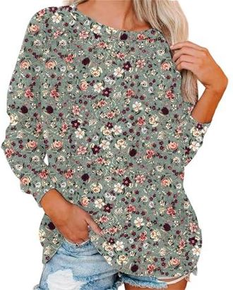 Generic Sweat-shirt pour femme - Automne et hiver - Imprimé - Ample - Tendance - Décontracté - Confortable - Raglan - Manches longues - Col Creneck - Hauts, S