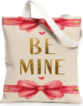 Generic Sacs fourre-tout en toile florale pour la Saint-Valentin, motif noeud mignon, sacs d&eacute;picerie r&eacute;utilisables, toile l&eacute;g&egrave;re et lavable pour voyage magasi