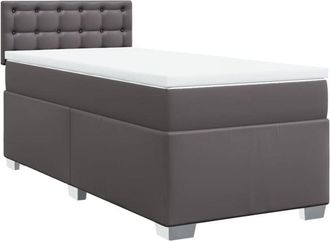vidaXL Boxspringbett mit Matratze Grau 100x200 cm Kunstleder Vidaxl