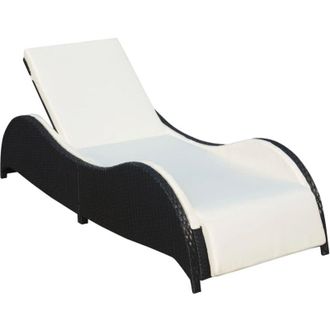 vidaXL Vidaxl - Sonnenliege mit Polsterauflage Poly Rattan Schwarz
