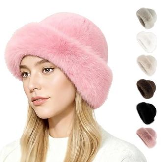 Generic Chapeau cloche dhiver en fausse fourrure pour femmes, chapeau cloche dhiver en fausse fourrure, chapeau chaud en peluche de vison pour filles et femme