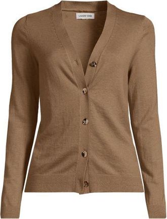 Lands End Cardigan aus Baumwolle/Seidenmix, Damen, Größe:40-42 regular, Braun, Baumwolle/Seide/Nylon, by Lands End
