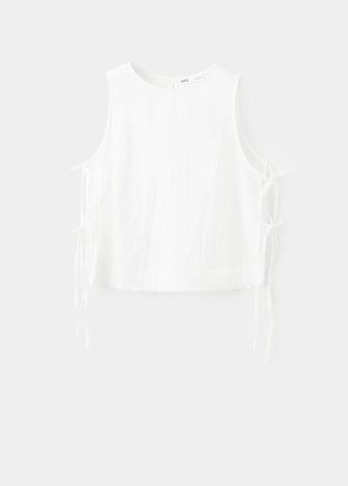 Mango Top pliss&eacute; avec nauds blanc - Femme - XS - MANGO