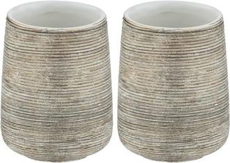 WENKO Zahnputzbecher Fedio, hochwertiger Zahnb&uuml;rstenhalter f&uuml;r Zahnb&uuml;rste und Zahnpasta aus edler Keramik mit unverwechselbarer Reliefoptik in Gold, handbem