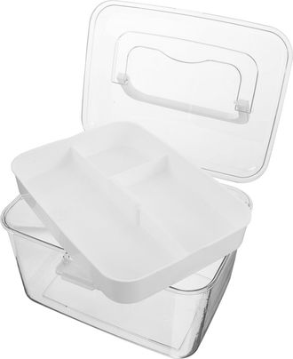 DOITOOL Transparente Medikamentenaufbewahrungsbox mit Griff Tragbare Kunststoffbox f&uuml;r Tablettenbeh&auml;lter Pillenboxen und Erste-Hilfe-Artikel Organisierter Rei