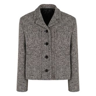 Gucci Jacke aus doppeltem Wolle- und Baumwoll-Moulin&eacute; - - Jackets - Damen - Grau - S