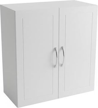 Relaxdays H&auml;ngeschrank Bad, 2 F&auml;cher, HxBxT: 60 x 60 x 30 cm, Verstellbarer Einlegeboden, Badschrank schmal, MDF, wei&szlig;