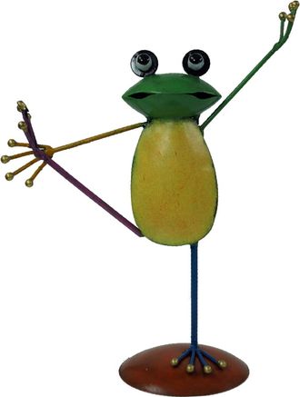 Guru Shop Deko Frosch, Yogafrosch aus Buntem Metall - Design 2, 23x19x8 cm