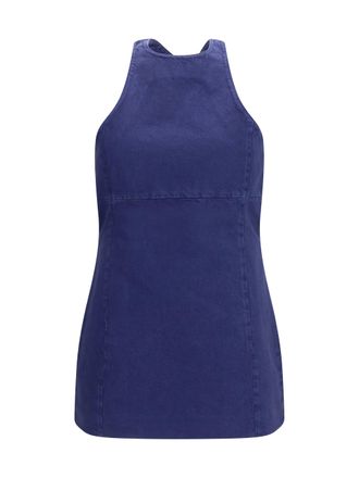 Miu Miu Womens Short Cotton Dress Ink Blue