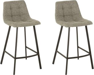Hellin Hellin - Chaise de bar en tissu et en métal noir (lot de 2) - olivia