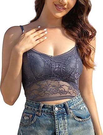 Generic Soutien-gorge confortable pour femme - Grande taille - Rembourrage en dentelle, violet, XXL