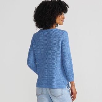 Lands End Pullover aus Leinenmix, Damen, Größe:44-46 regular, Blau, Baumwolle/Leinen/Baumwoll-Mischung, by Lands End