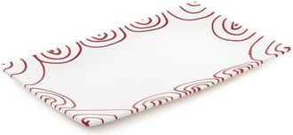 Gmundner Keramik Platte rechteckig Gr&ouml;sse: l= 36 cm x b= 15 cm x h= 2.8 cm Rotgeflammt Geschirr, handgemacht in &Ouml;sterreich