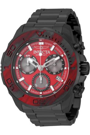 Invicta Carbon Hawk 51081 Herrenuhr - Quarzwerk - Edelstahl mit rotem Zifferblatt - 48.00 mm