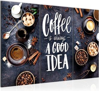 Runa Art Wandbilder Küche Kaffee Bild XXL Esszimmer Küchenbilder Grau Braun Coffee Esszimmer 120 x 80 cm 3 Teilig 041831a
