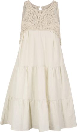 Apricot Crochet Bodice Tiered Mini Dress